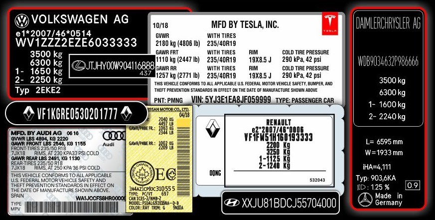 Наклейка на Машину Дублююча з Він Кодом, VIN Номером Купити